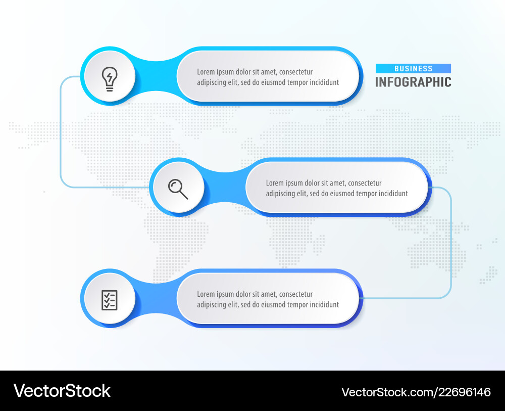 Three steps workflow infograph chart diagram Vector Image
