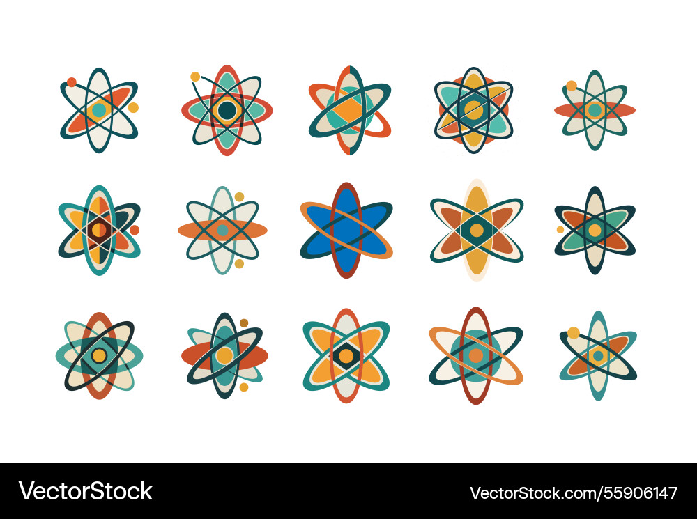 Atomic energy aesthetic a stylized retro atom mod Vector Image