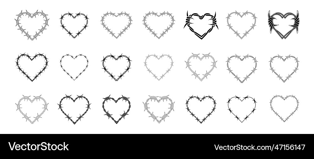 Barb wire heart shape cool acid rave graphics Vector Image