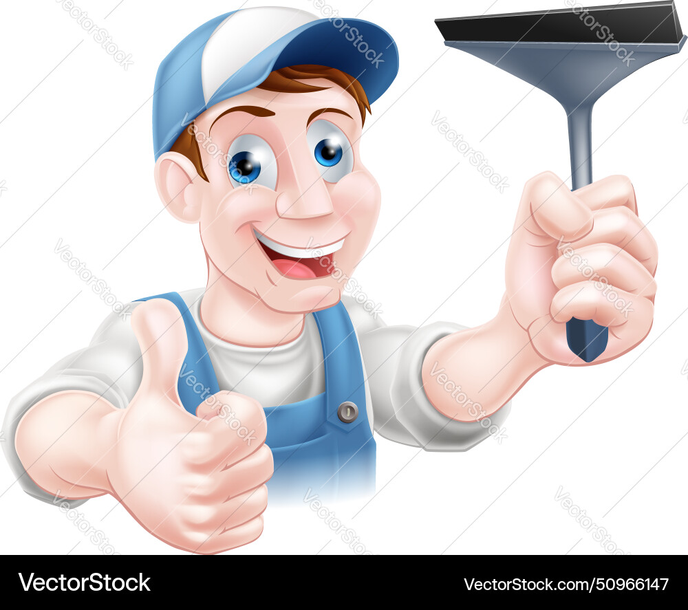 Cartoon window cleaner Royalty Free Vector Image