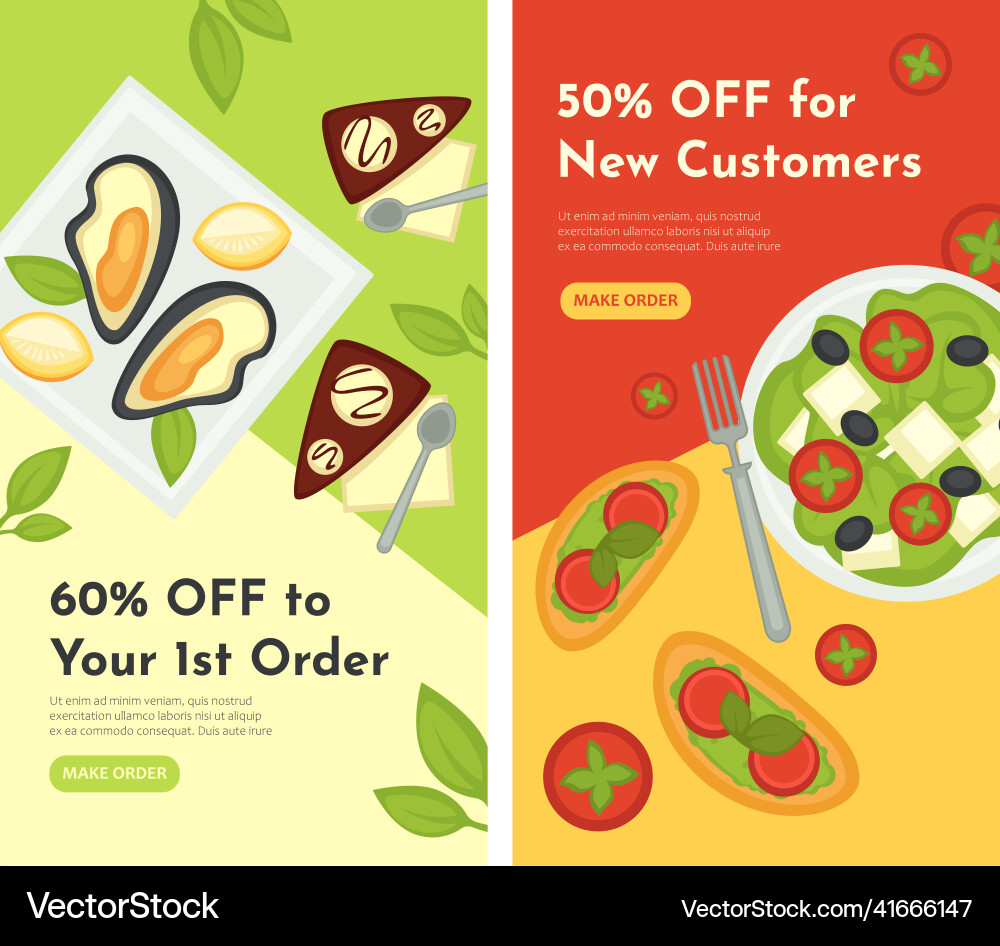 Discounts for new customers restaurant or cafe Vector Image