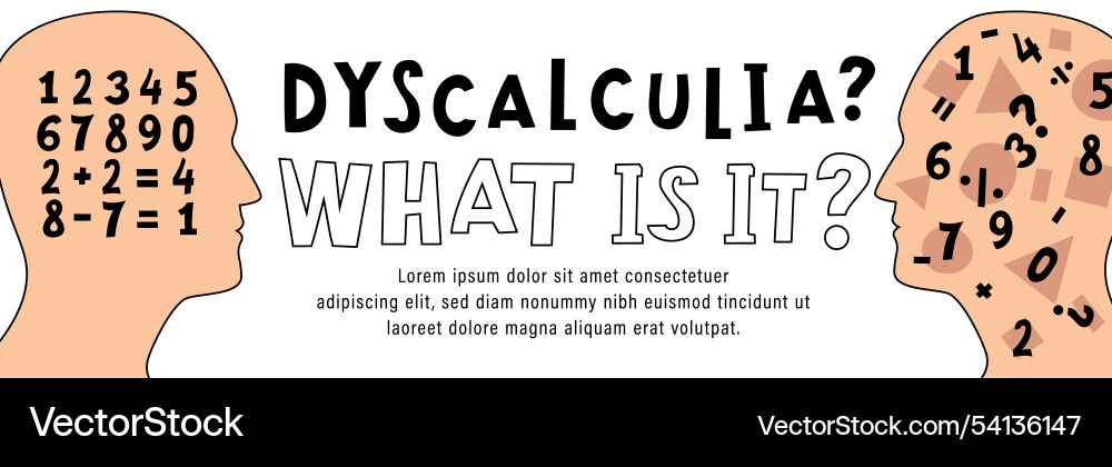 Dyscalculia concept math disability banner Vector Image