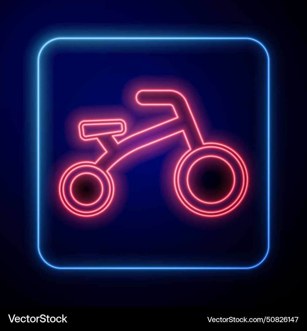 Glowing neon bicycle for kids icon isolated Vector Image