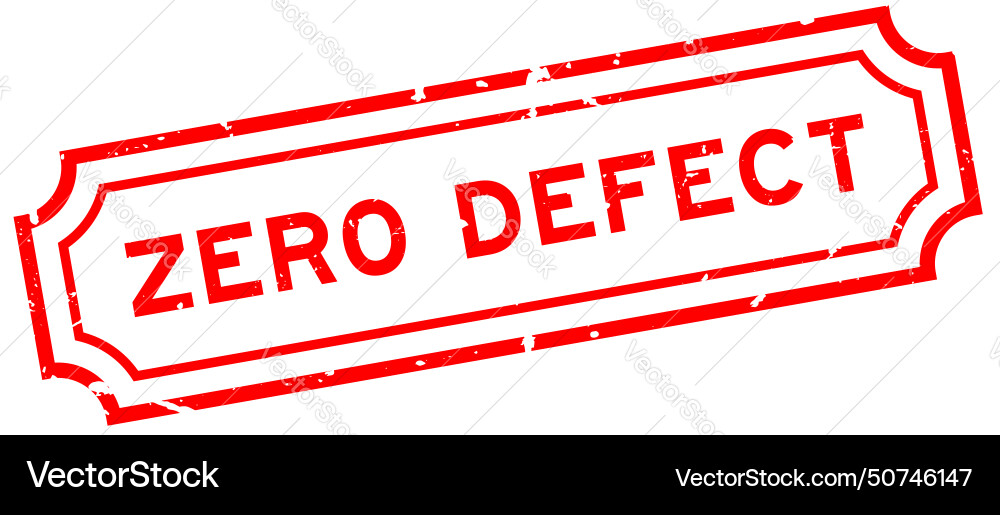 Grunge red zero defect word rubber seal stamp Vector Image