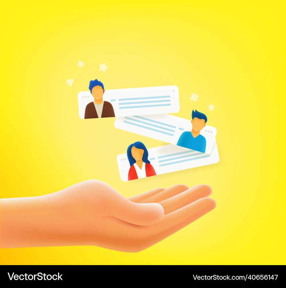 Human hand with chat bubbles web communication Vector Image