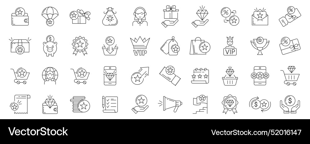 Loyalty program line icons exclusive benefits Vector Image