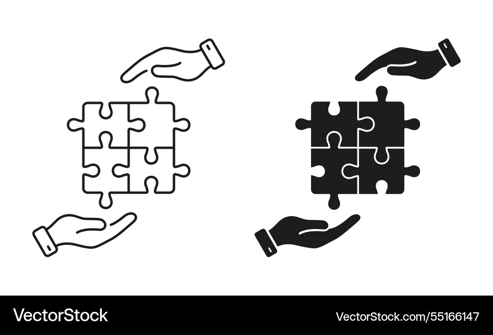 Puzzle and human hands icon problem solving Vector Image