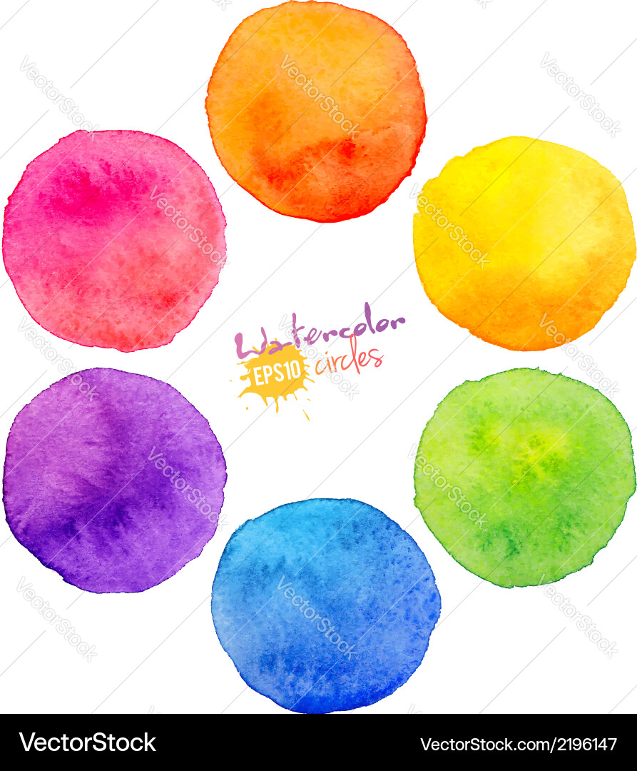 Rainbow watercolor circles Royalty Free Vector Image