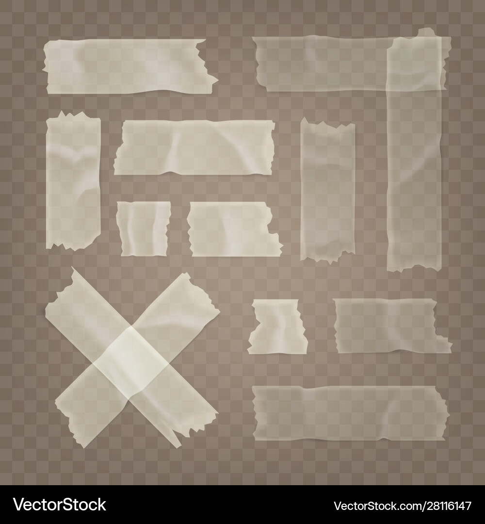 Realistic transparent adhesive tape set sticky Vector Image
