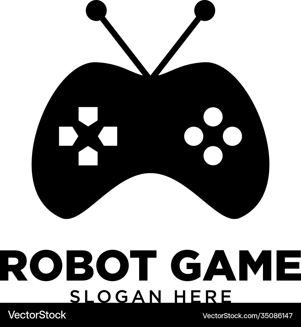 Robot game logo design Royalty Free Vector Image