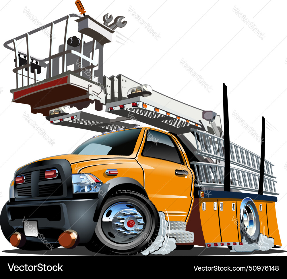 Cartoon platform lift truck Royalty Free Vector Image