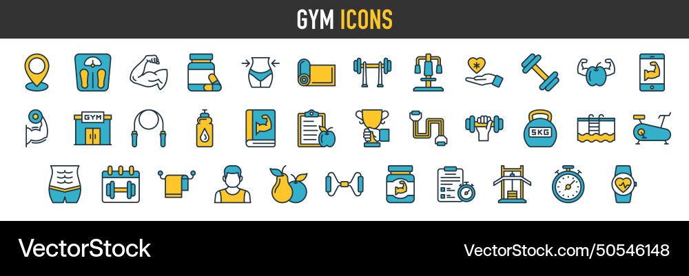 Gym icon set Royalty Free Vector Image - VectorStock