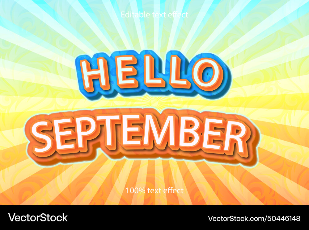 Hallo september text effect Royalty Free Vector Image