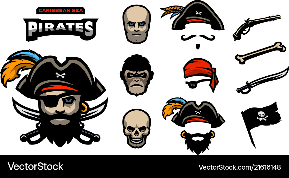 Pirate Elements Set Royalty Free Vector Image - VectorStock