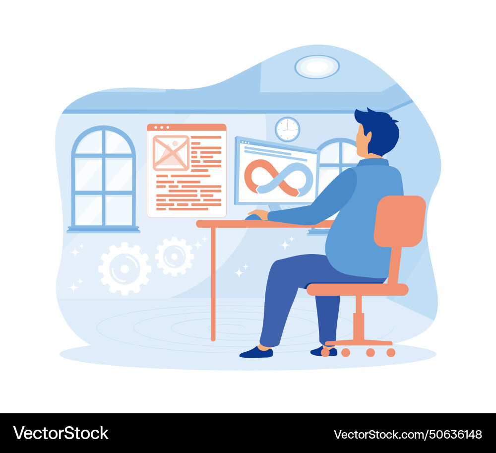 Programmer developer creates software Royalty Free Vector Programmer developer creates software Royalty Free Vector