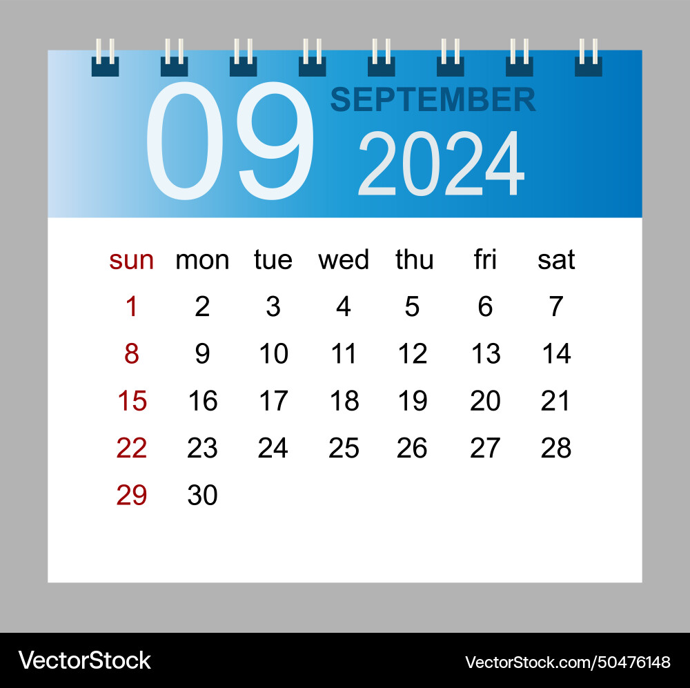 September 2024 monthly calendar template Vector Image