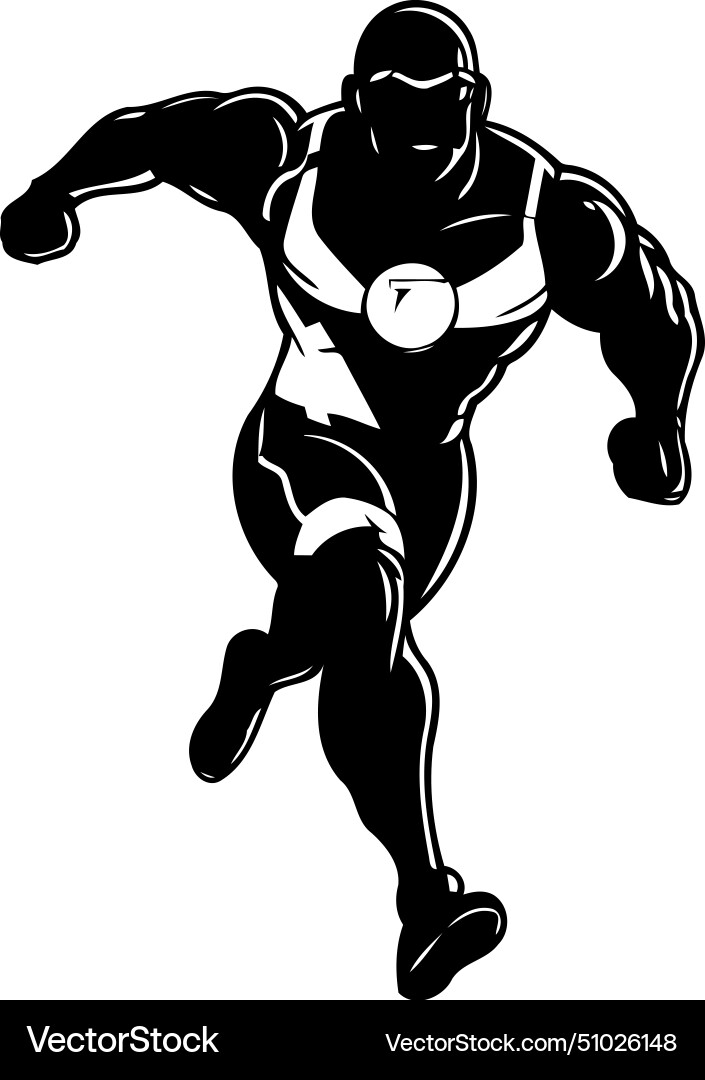 Superhero running with heart in his hand Vector Image