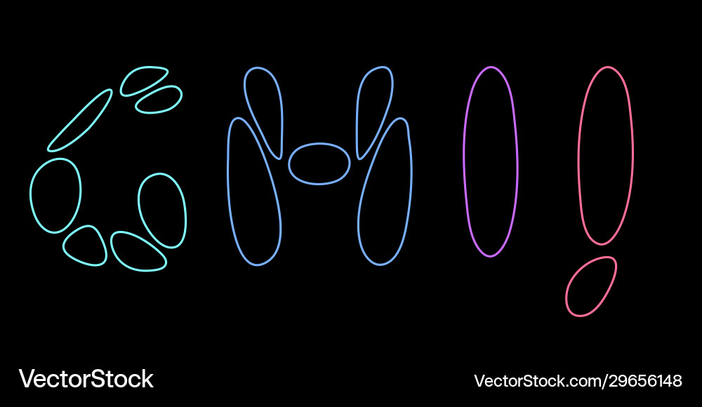 Uppercase letters g h i j outline Royalty Free Vector Image