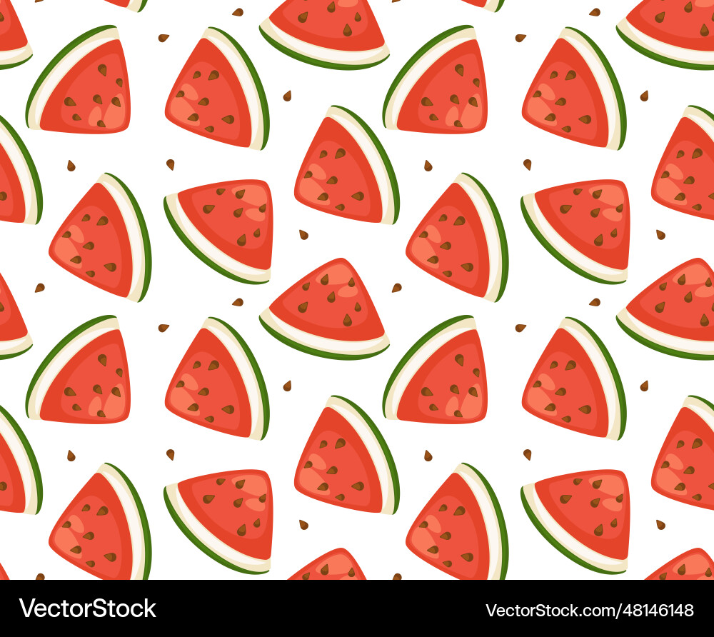 Watermelon slices with seeds seamless pattern Vector Image