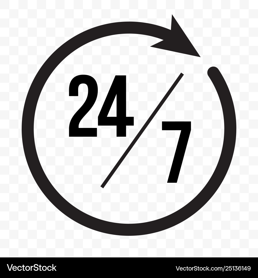 24 7 clock arrow icon customer support delivery Vector Image