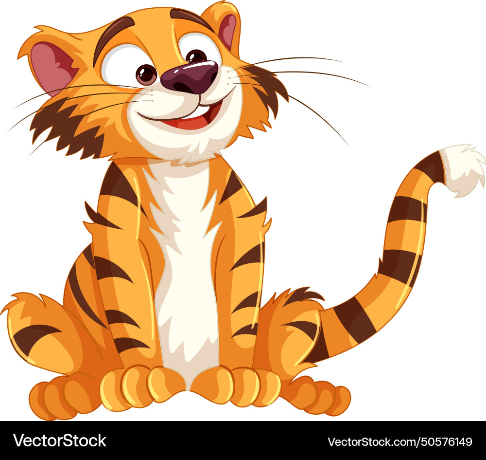 A vibrant smiling tiger in cartoon style Vector Image