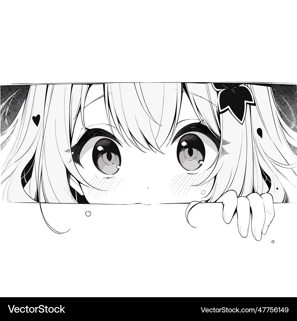 Anime Girl Peeking Out – Royalty-Free Vector | VectorStock