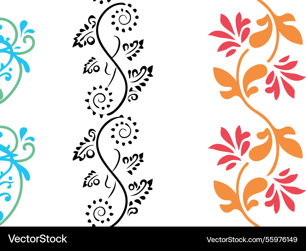 Blumen- und Blattmuster in Salbei grün botanisch Vektorbild