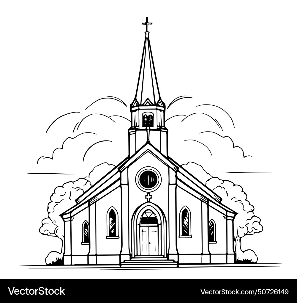 Catholic church sketch hand drawn Royalty Free Vector Image