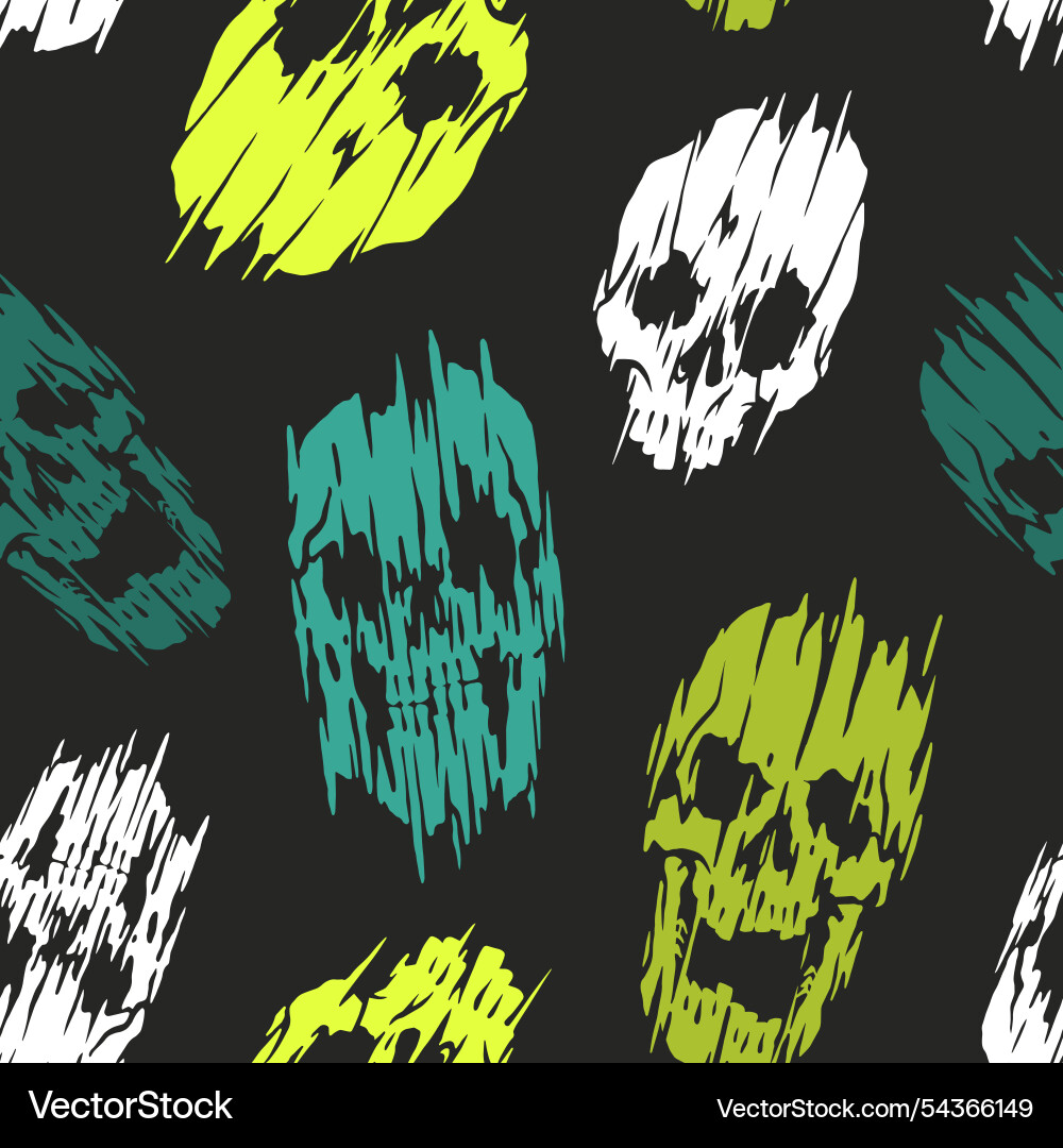 Colorful skull pattern on dark background design Vector Image