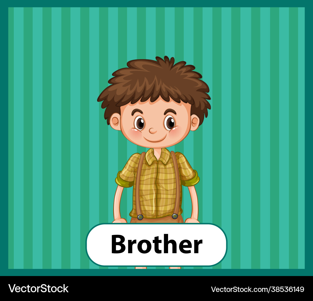 Educational english word card brother Royalty Free Vector