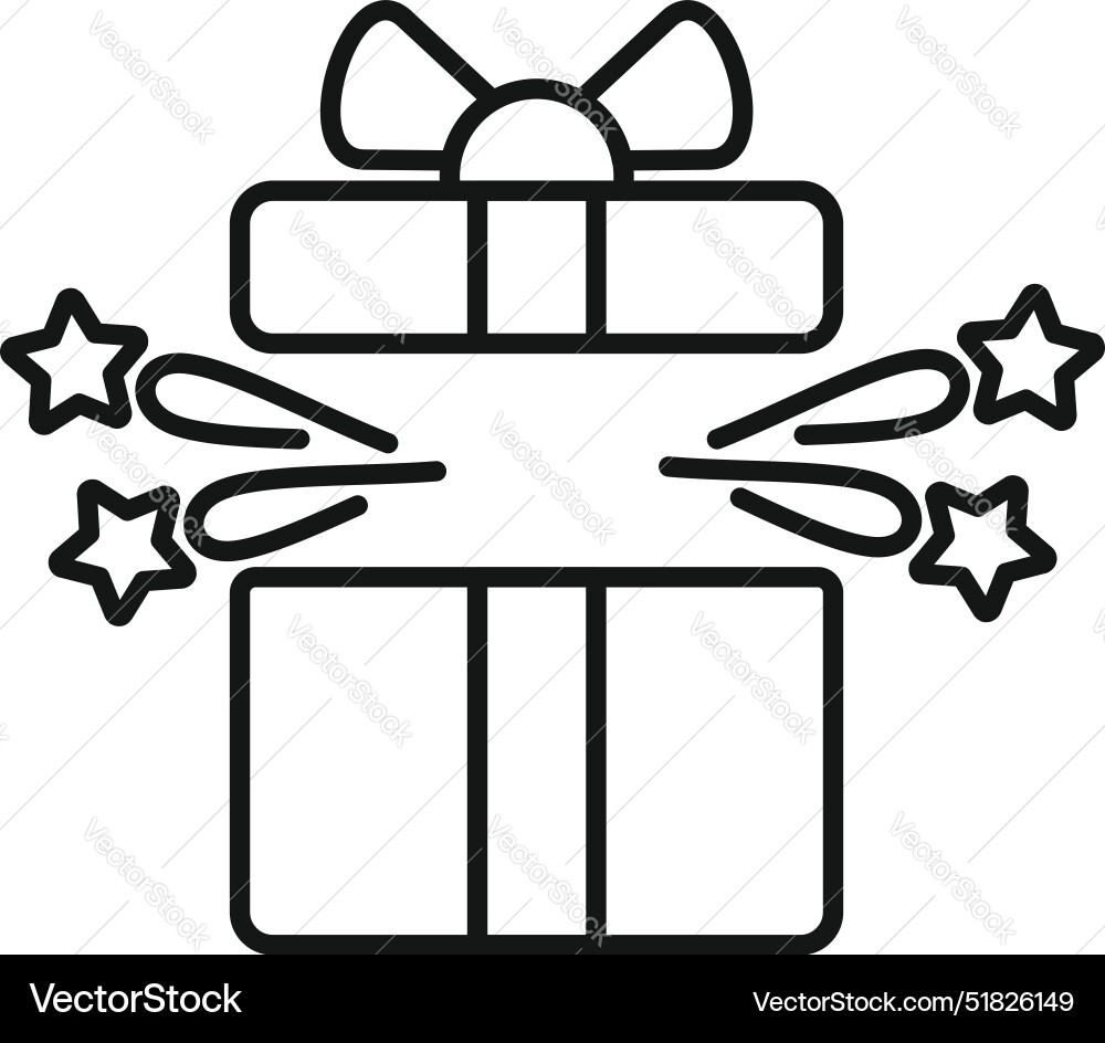 Gift box opening with stars bursting out Vector Image