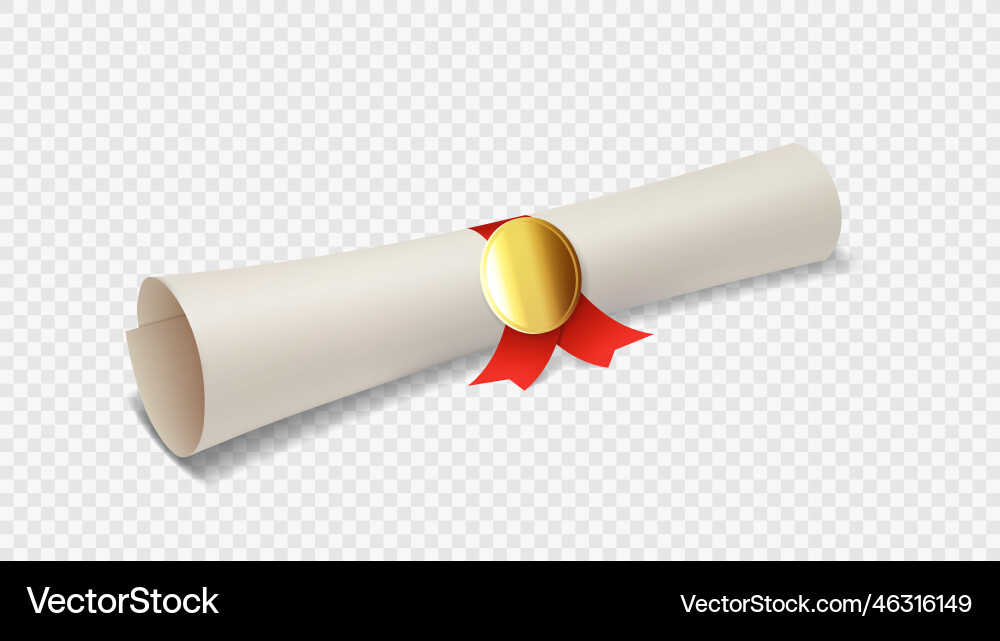 Graduation or diploma scroll with red ribbon Vector Image