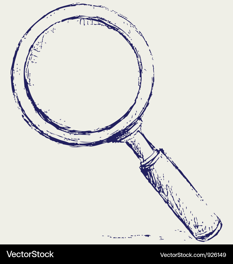 Handwritten magnifier Royalty Free Vector Image