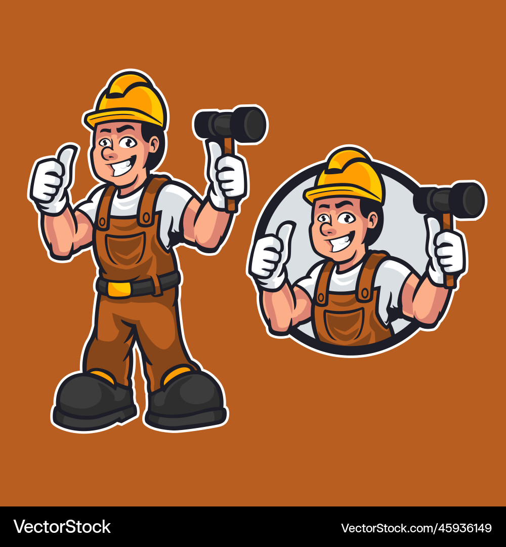 Handyman or builder cartoon man wearing work Vector Image