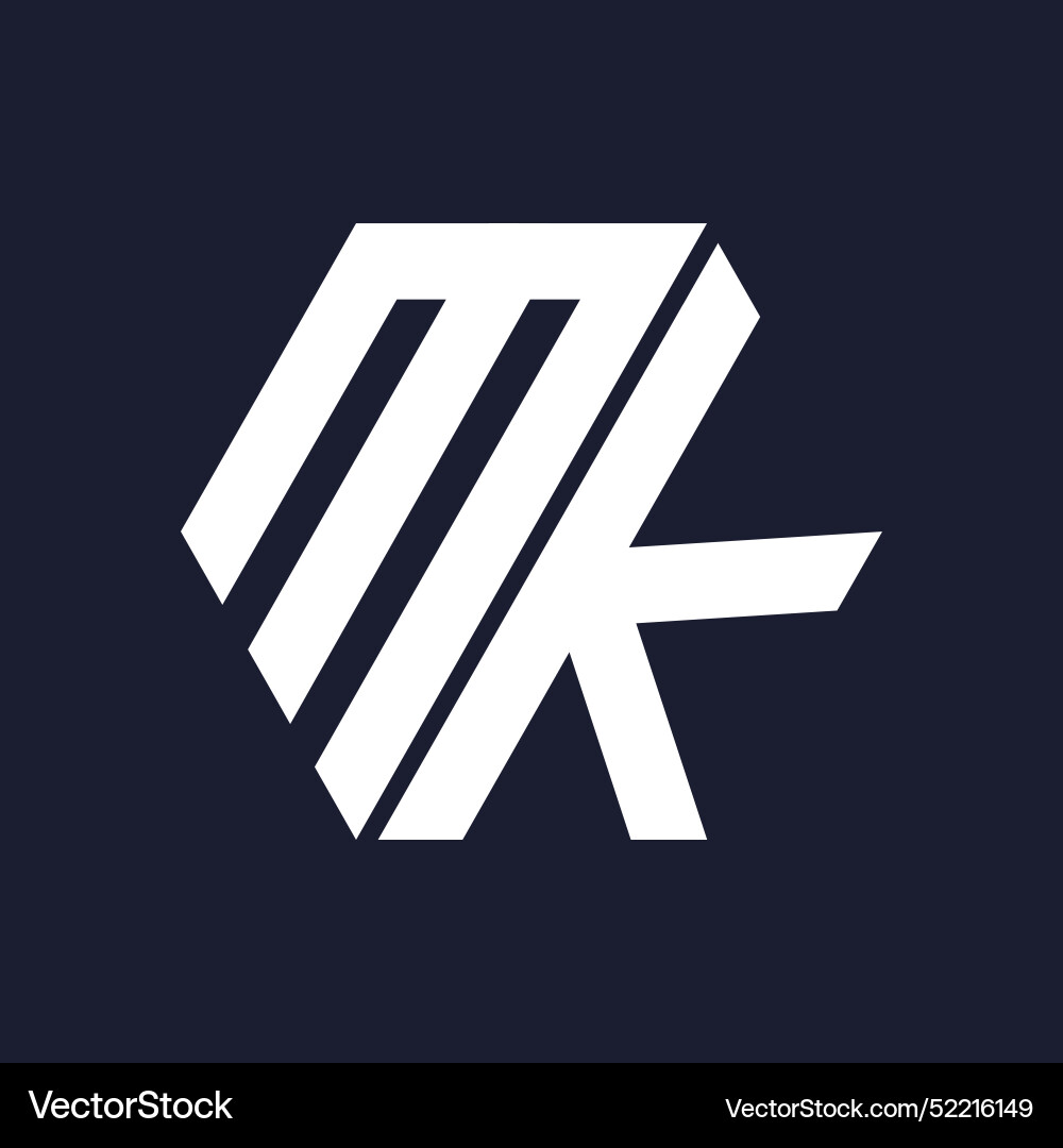 Initial mk letter logo design template Royalty Free Vector