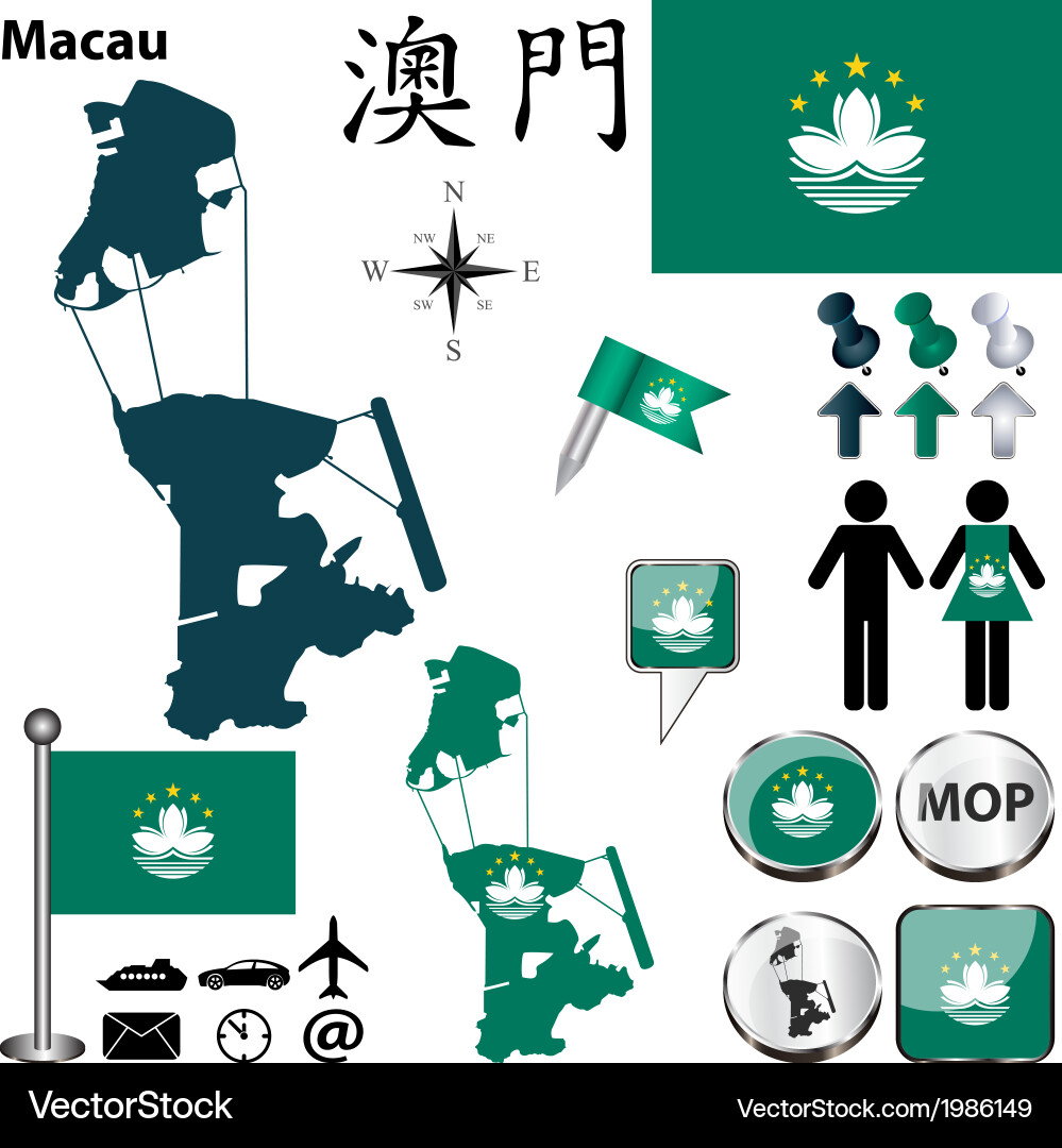 Macau map Royalty Free Vector Image - VectorStock