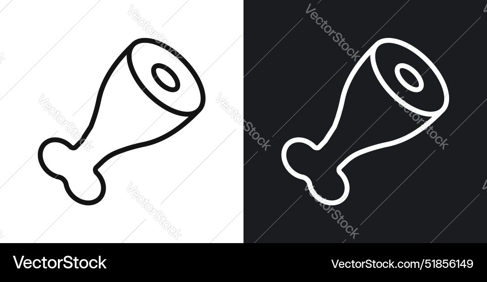 Meat icon set in black and white outlines Vector Image
