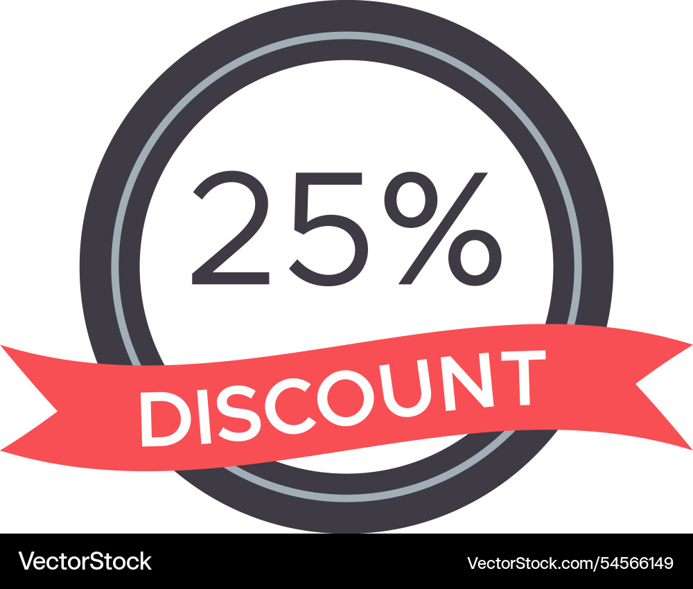 Red ribbon banner wrapped around a circular badge Vector Image