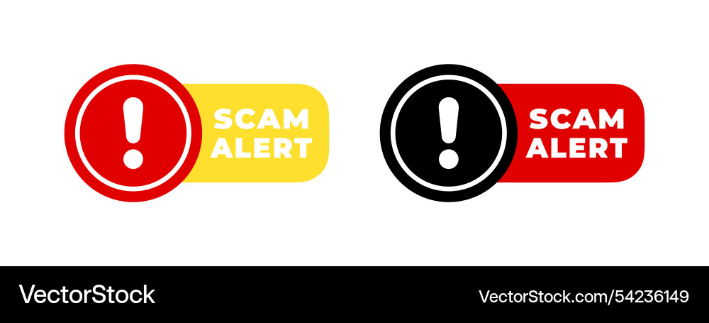 Scam alert badges danger warning Royalty Free Vector Image