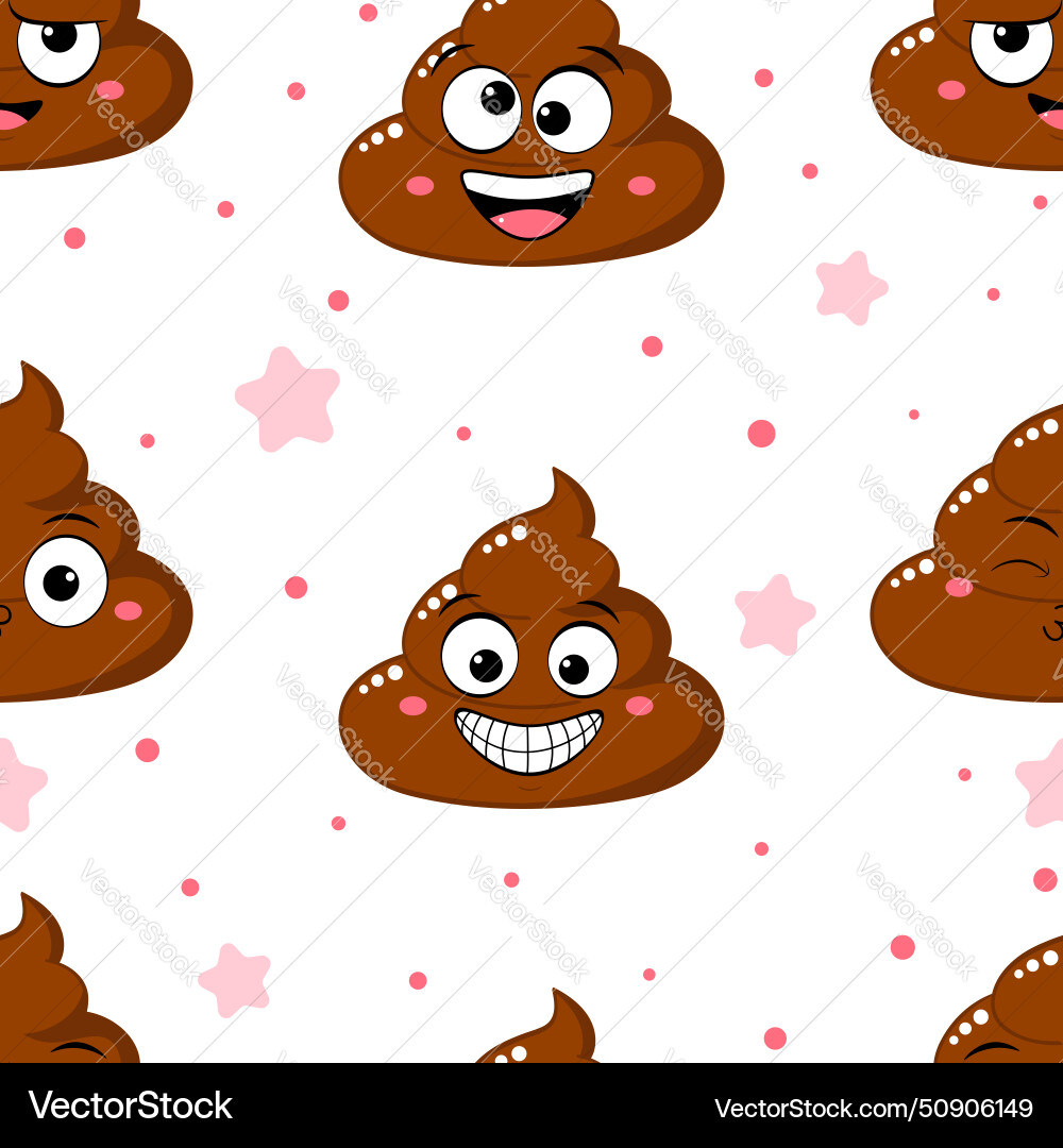 Seamless pattern with cute funny poop Royalty Free Vector