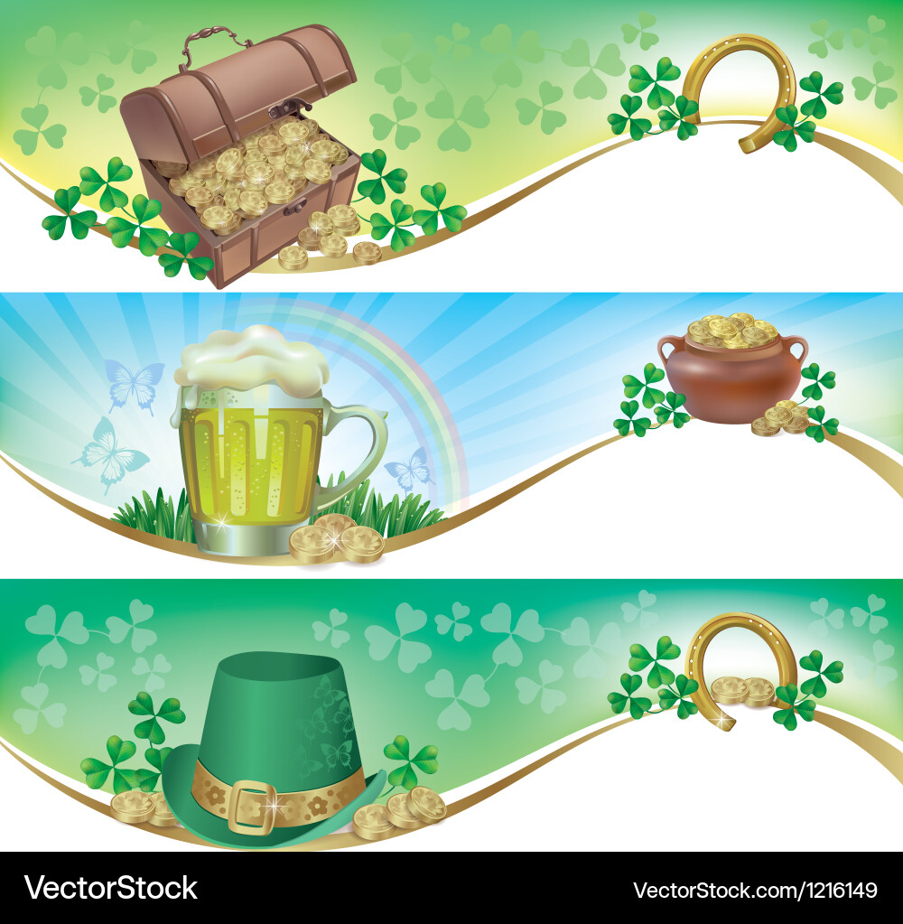 St patricks day horizontal banners Royalty Free Vector Image