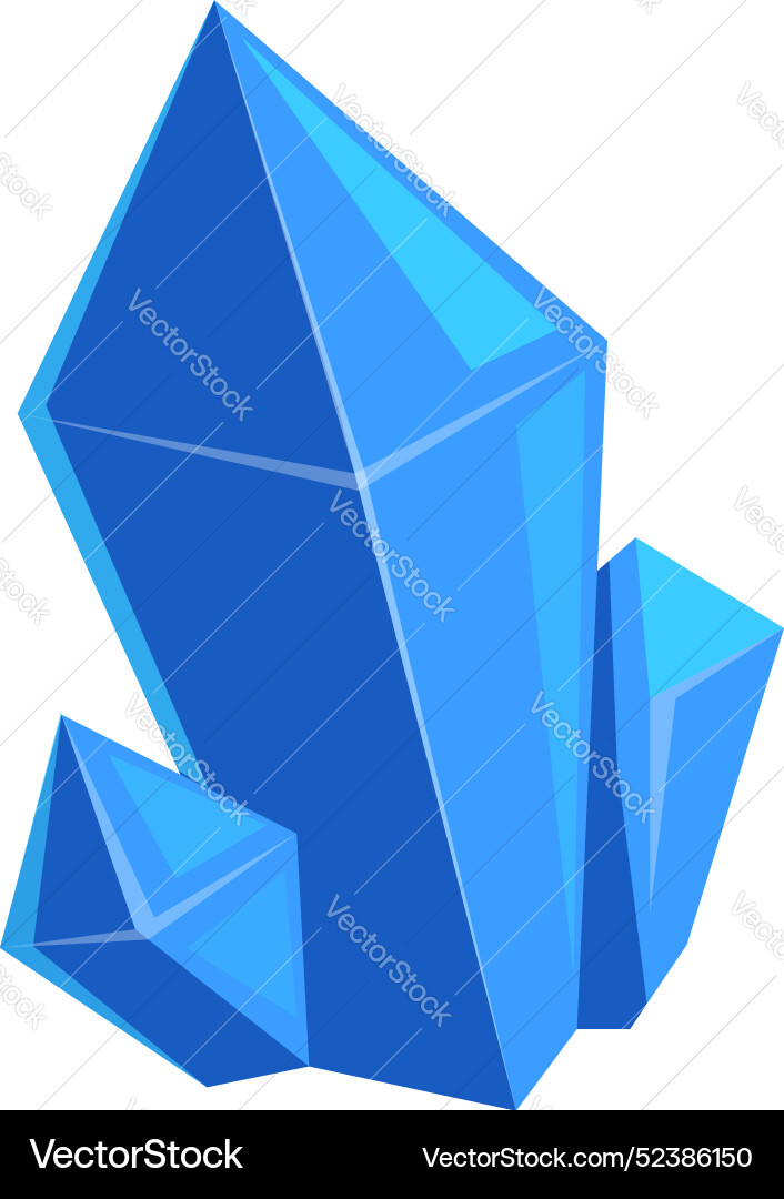 Bright blue crystal cluster shining with inner Vector Image