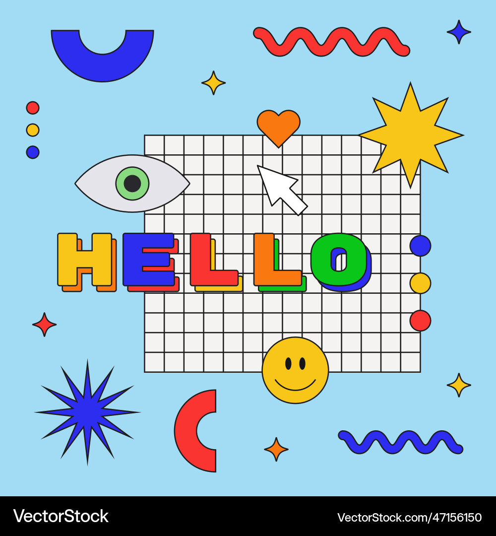 Cool trendy hello greeting cute abstract Vector Image