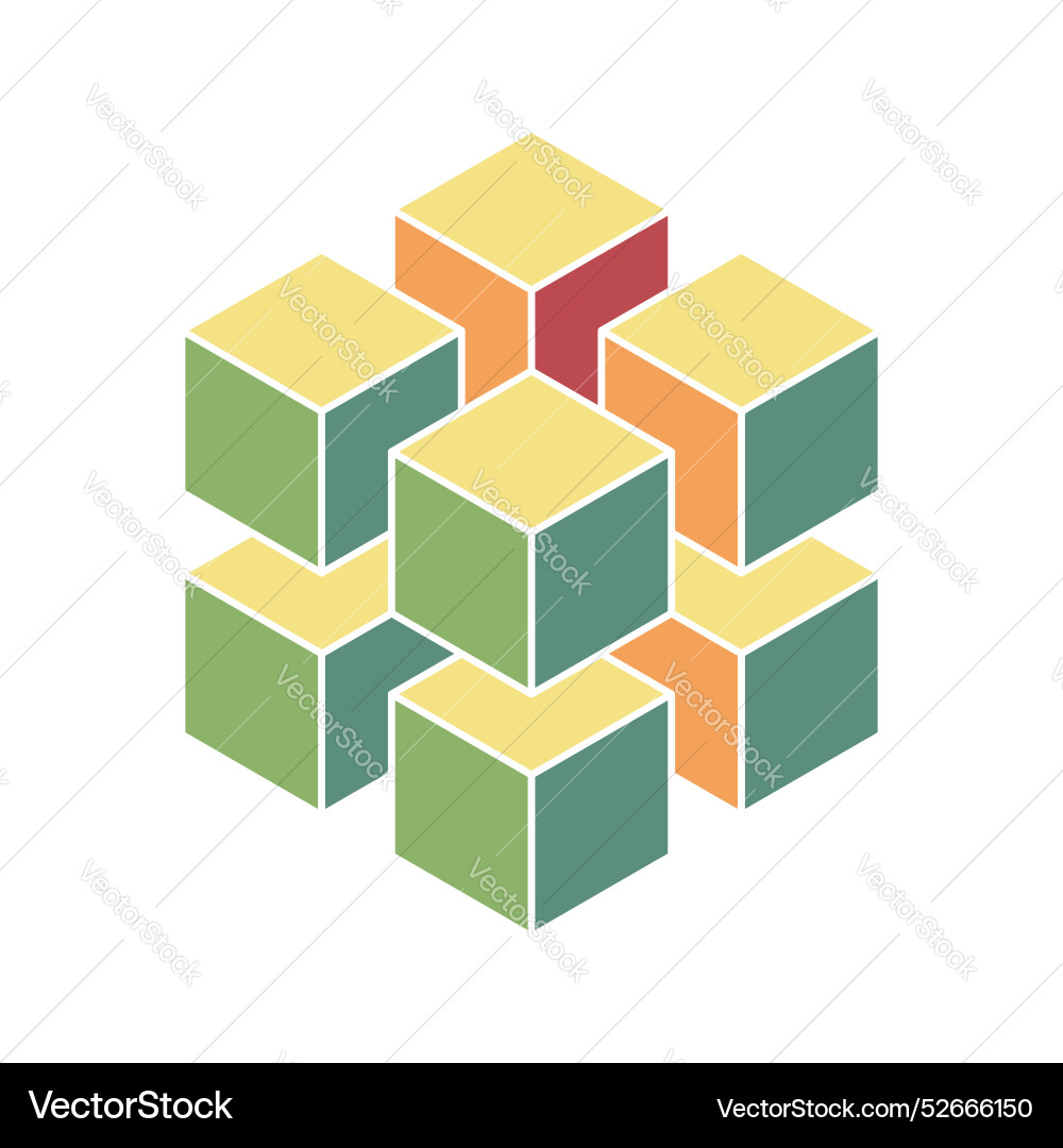 Cube logo geometric design box logotype company Vector Image