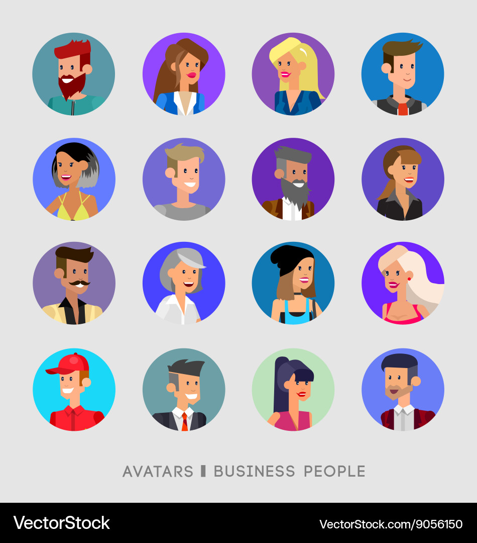 Cute cartoon human avatars set Royalty Free Vector Image