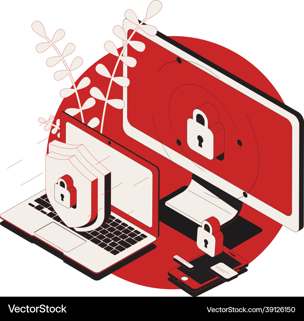 Cyber attack composition Royalty Free Vector Image