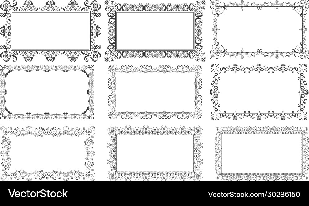 Decorative rectangular floral frames set Vector Image