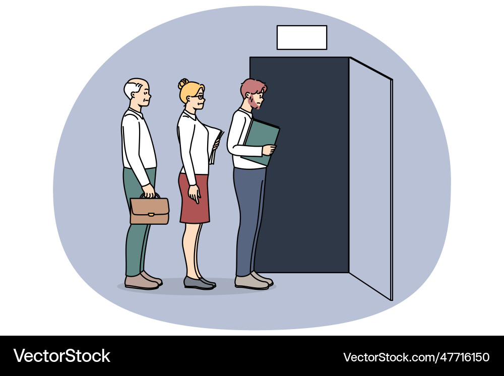 Employee in line to exit quitting jobs Royalty Free Vector