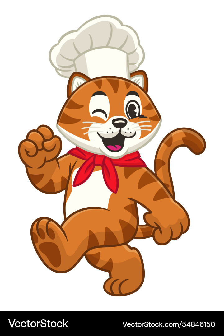 Joyful tiger chef mascot cartoon Royalty Free Vector Image