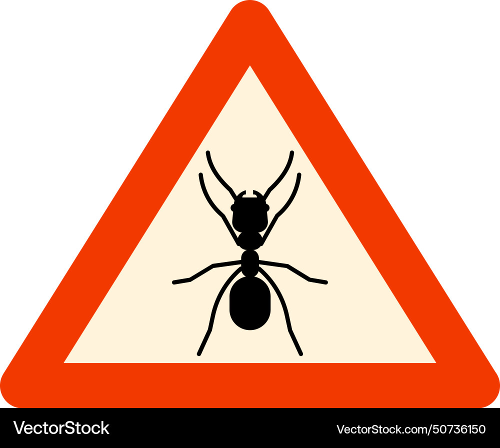 No pest sign ant in red triangle insect Royalty Free Vector